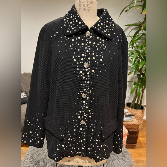Joan Rivers | Jackets & Coats | New Joan Rivers Black Bling Bedazzled ...